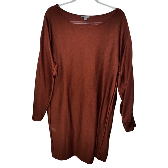 COS | Dresses | Cos Women Brown Long Sleeve Boat Neck Casual Knit Dress ...